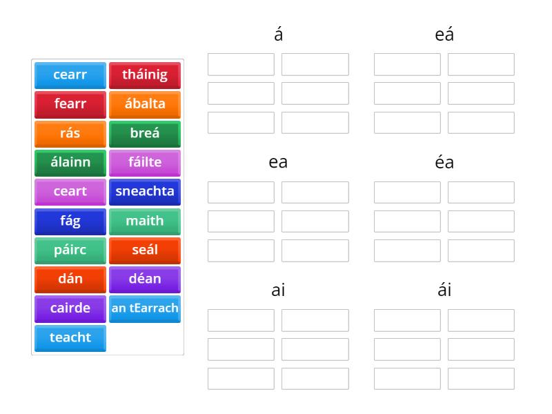 Fónaic na Gaeilge - An Fhuaim 'á' - Group sort