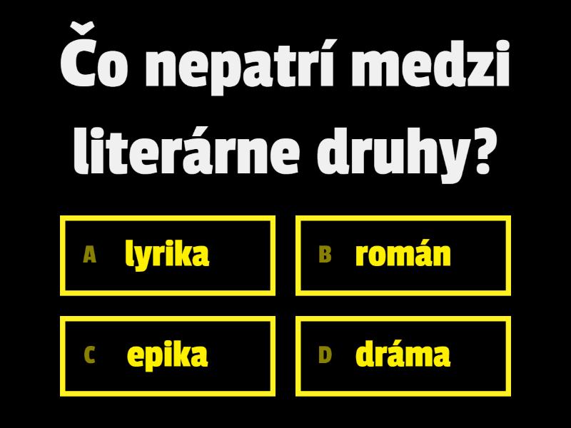 Literatúra - opakovanie - Cuestionario