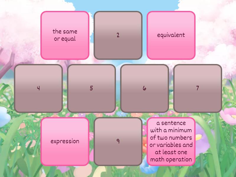 Math Vocabulary - Matching pairs