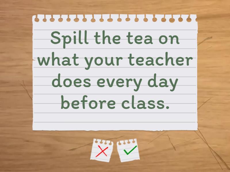 Spill the Tea Present Continuous and Present Simple - Tarjetas flash