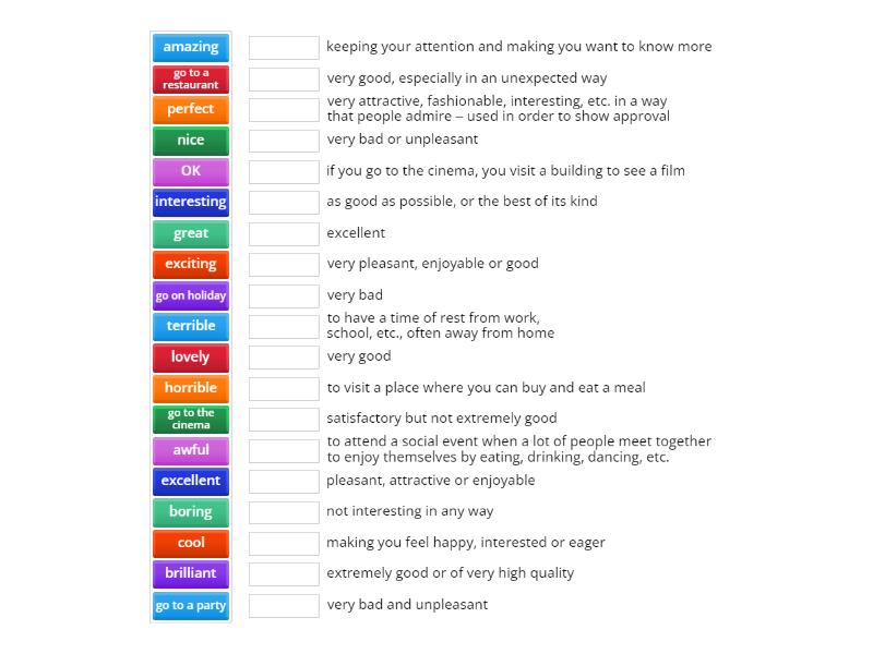 RM A2 5B voc. meanings - Match up