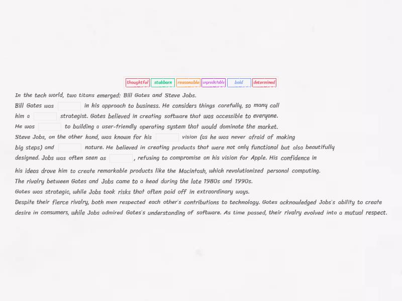 Roadmap B2 character - Complete the sentence