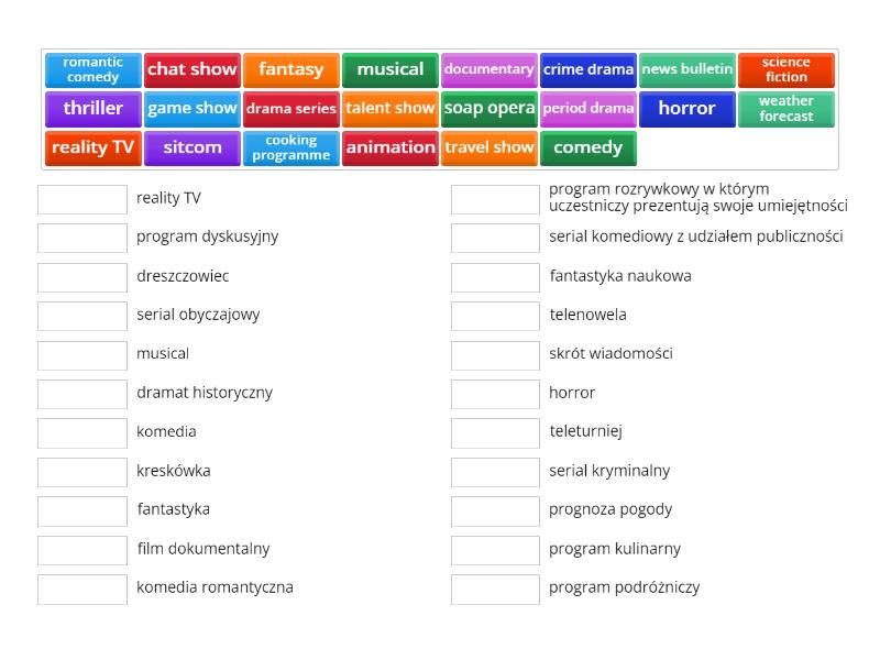 Focus 2 - 3.1 TV programmes - Match up