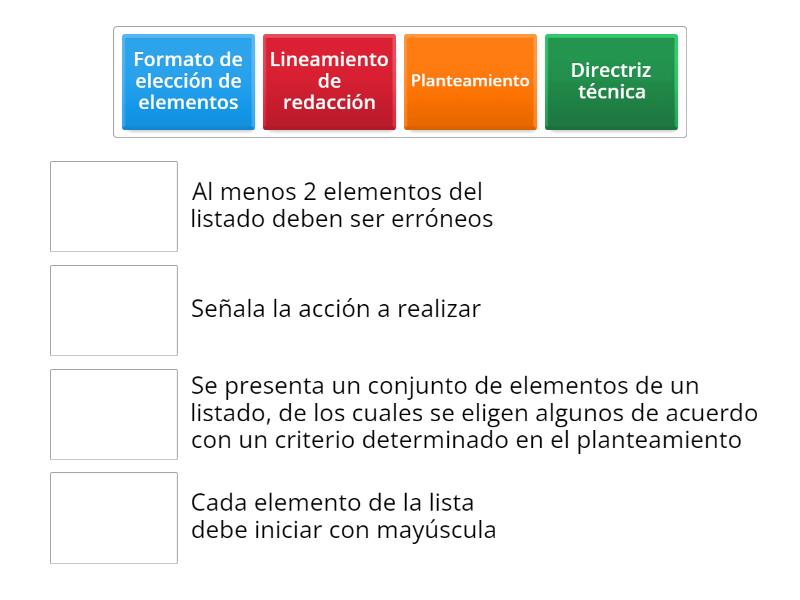 Formato de elección de elementos - Match up