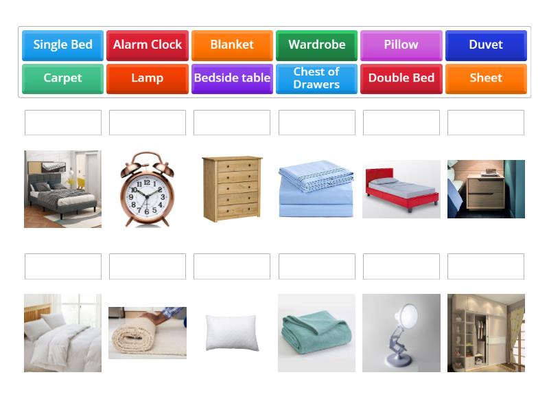 Bedroom Vocabulary - Une las parejas