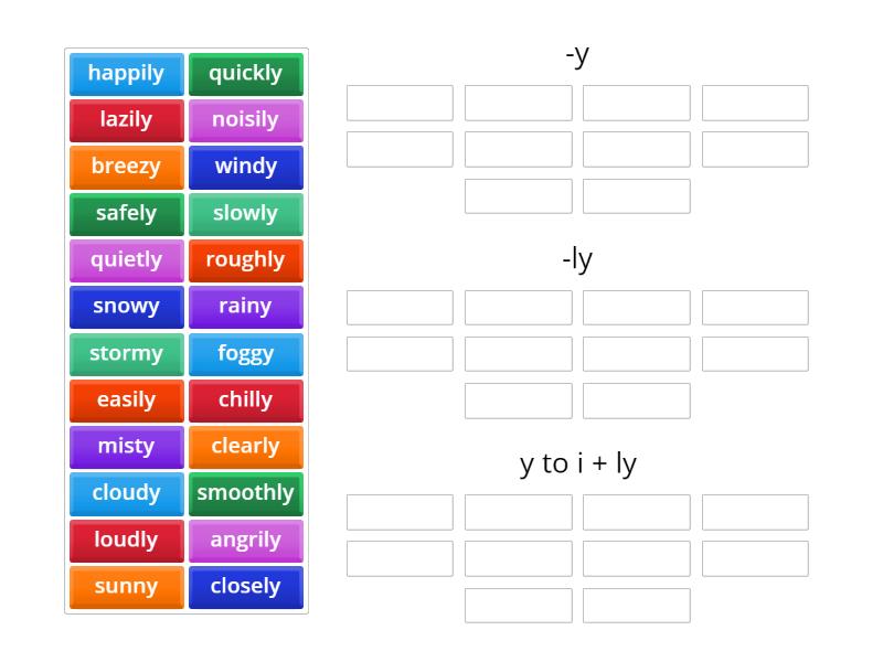 WTW- Green- Sort 52- Suffixes -y, -ly - Group sort
