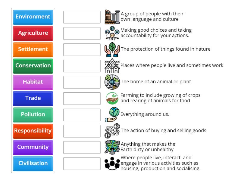 Environment Impact Vocabulary - Match up