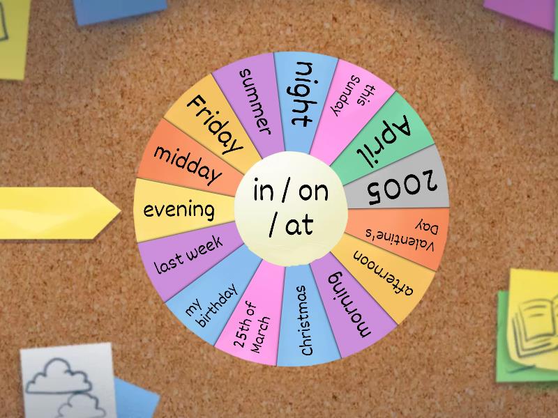 Prepositions of time - Spin the wheel