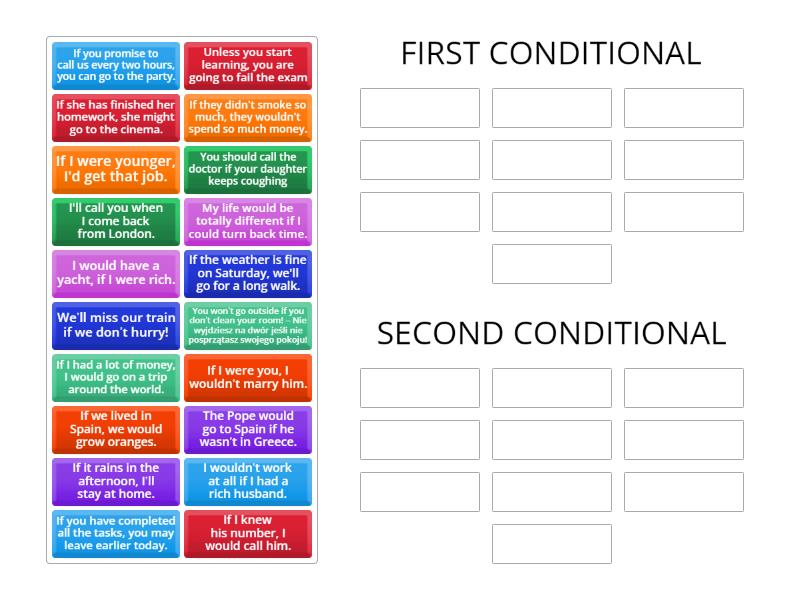 FIRST AND SECOND CONDITIONAL - Group sort