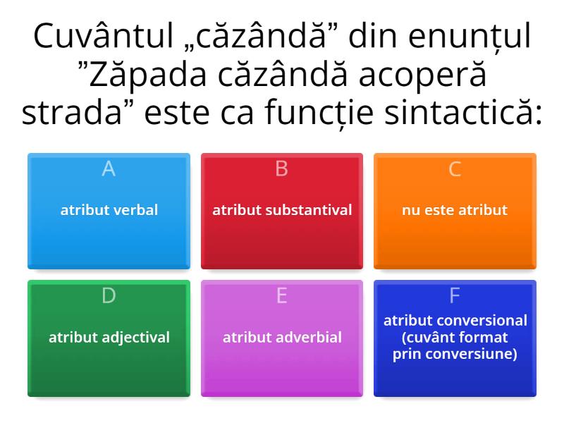 Atributul, clasa a VIII-a - Quiz