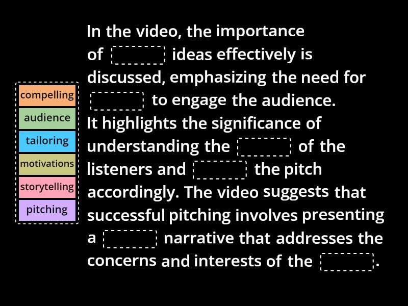 Pitching ideas successfully - Complete the sentence