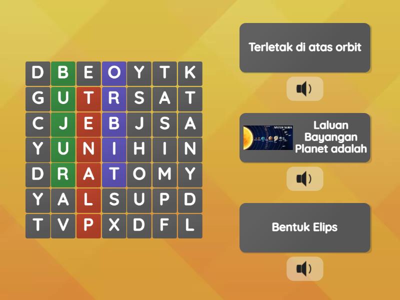 Kuiz Sains Tahun 3- Orbit Planet - Wordsearch