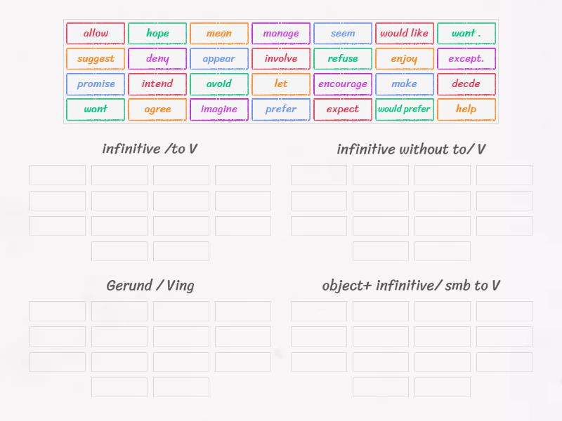 Gerund/Infinitive B1+ - Group sort