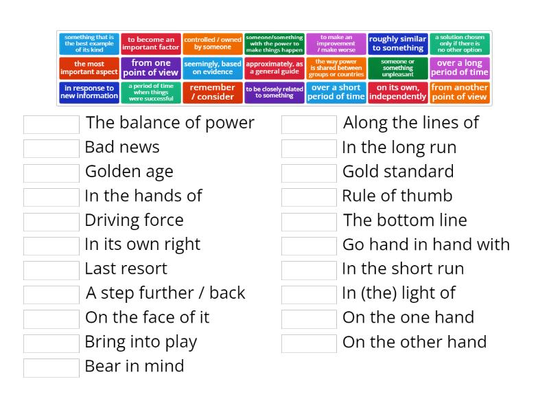 Academic Idioms - Match up