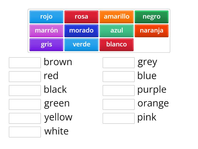 Spanish - Colours - Match up