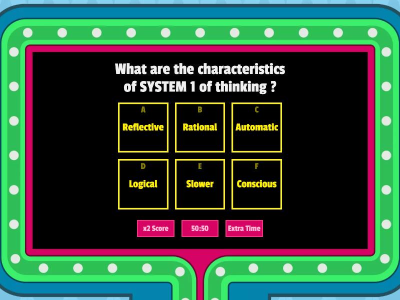 Systems of thinking - Gameshow quiz