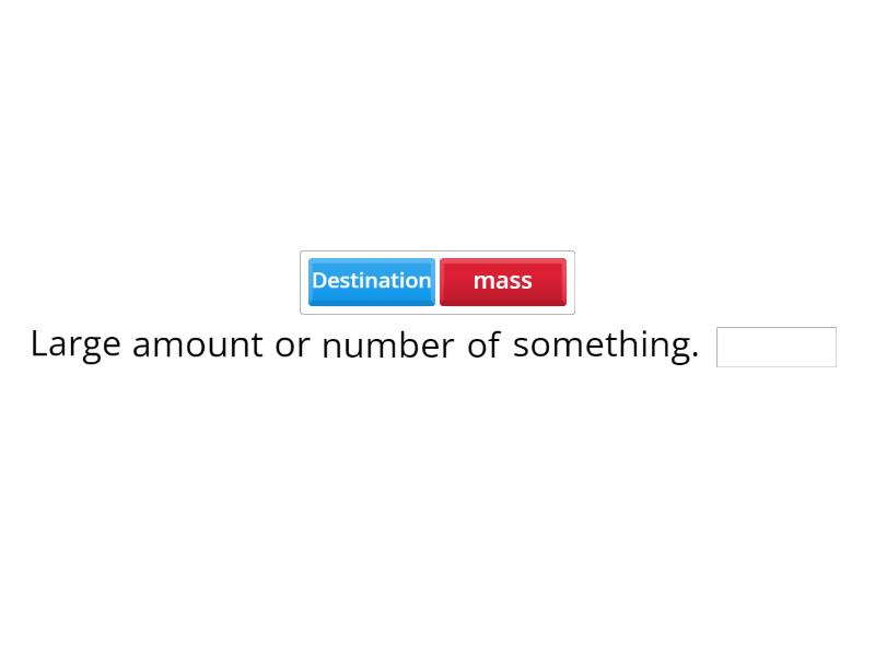 matching words with definition - Complete the sentence