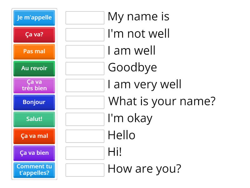 French Greetings - Match up