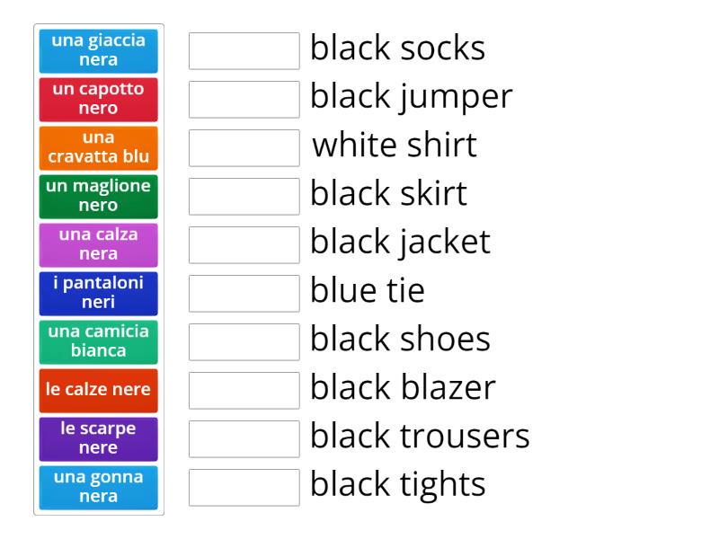 S1 Italian - school uniform - Match up