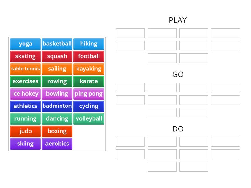 Focus 3 Unit 2.1 Sports: do, go, play - Group sort
