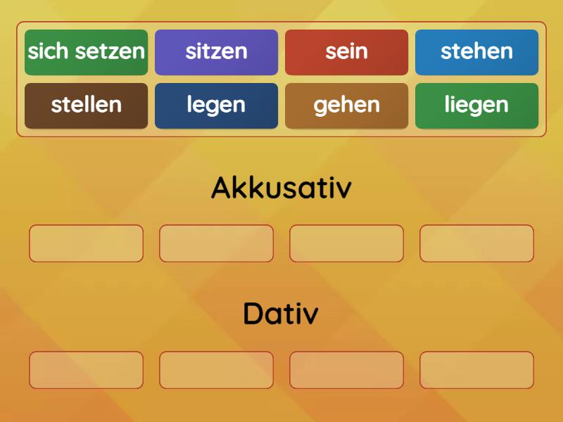 Prapositionen Akkusativ oder Dativ? - Group sort