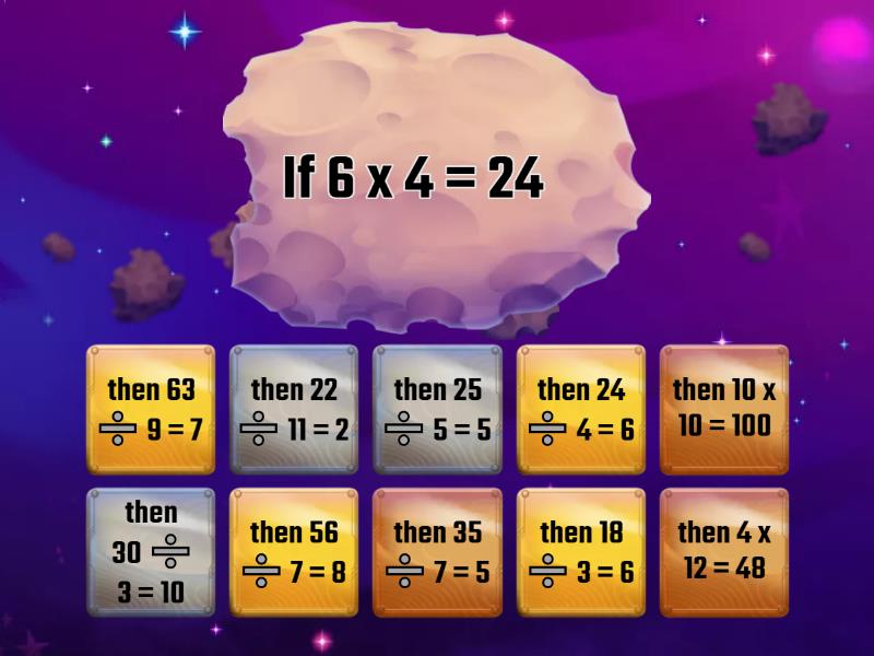 Relating multiplication to division - Find the match