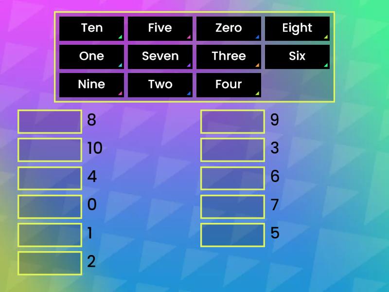 MATCHING NUMBERS WORDS AND NUMERALS 0 -10 - Match up