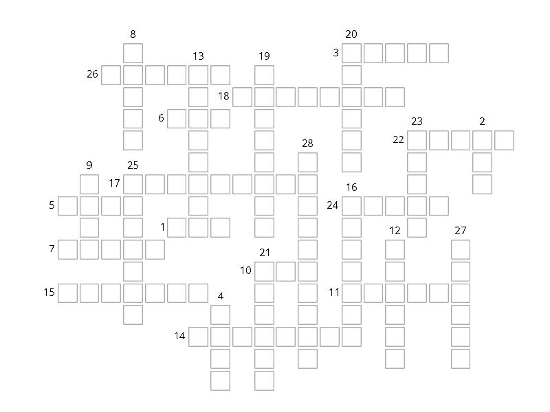 Numbers 1 - 100 - Crossword