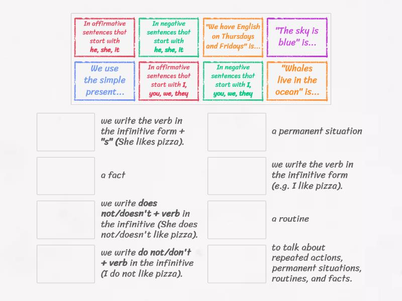 The simple present rules - Match up
