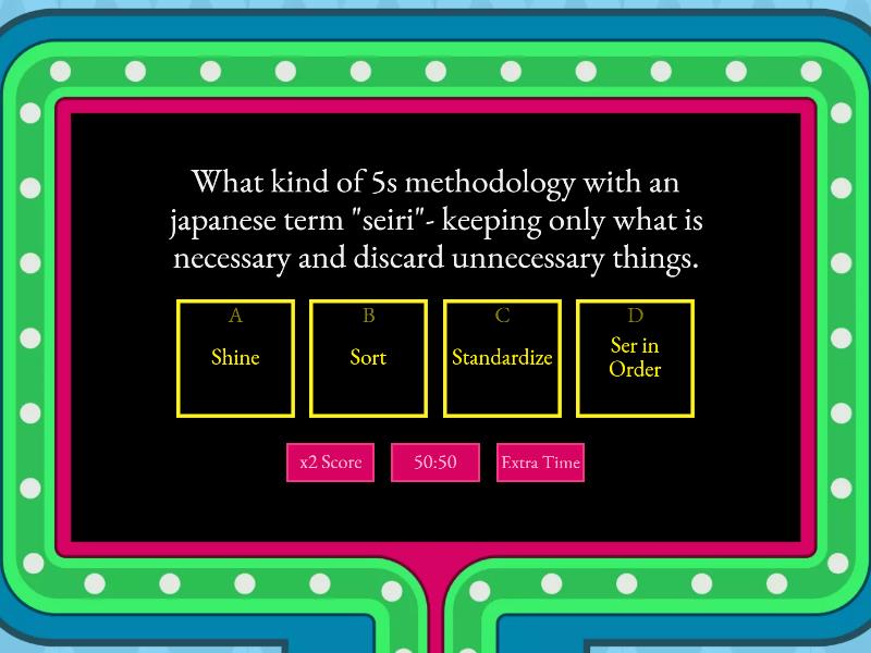 Activity entitled 5S Methodology - Gameshow quiz