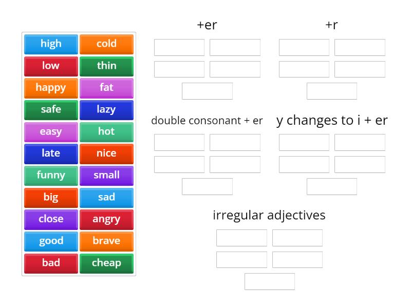 Comparative adjectives - Group sort