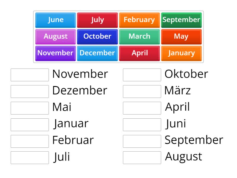 Months - Pairs - Match up