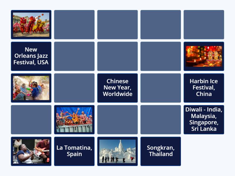 FAMOUS FESTIVALS AROUND THE WORLD - Matching pairs