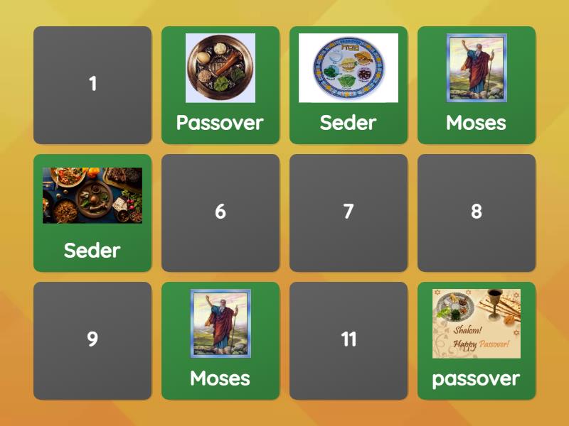 MEMORY GAME FOR PASSOVER - Matching pairs