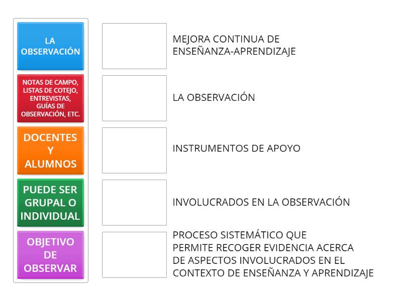LA OBSERVACIÓN EN LA EDUCACIÓN - Match up