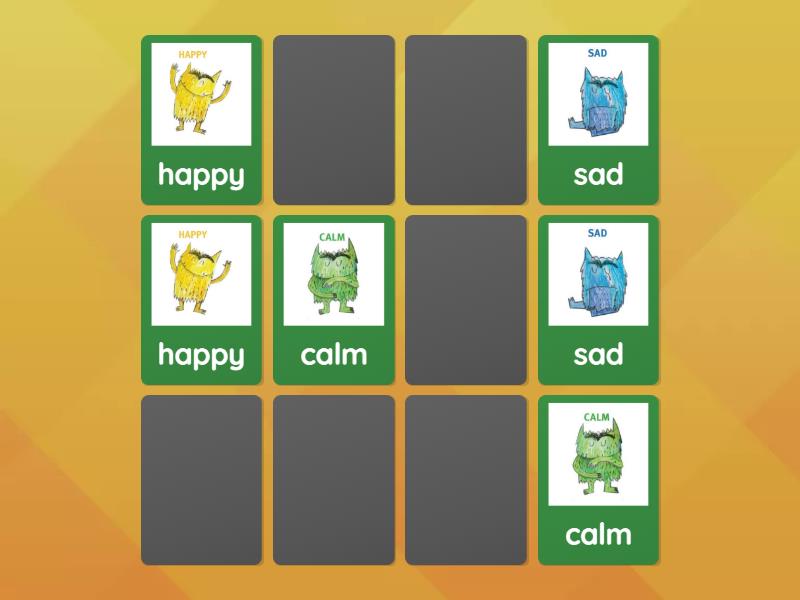 Monster emotions - Matching pairs