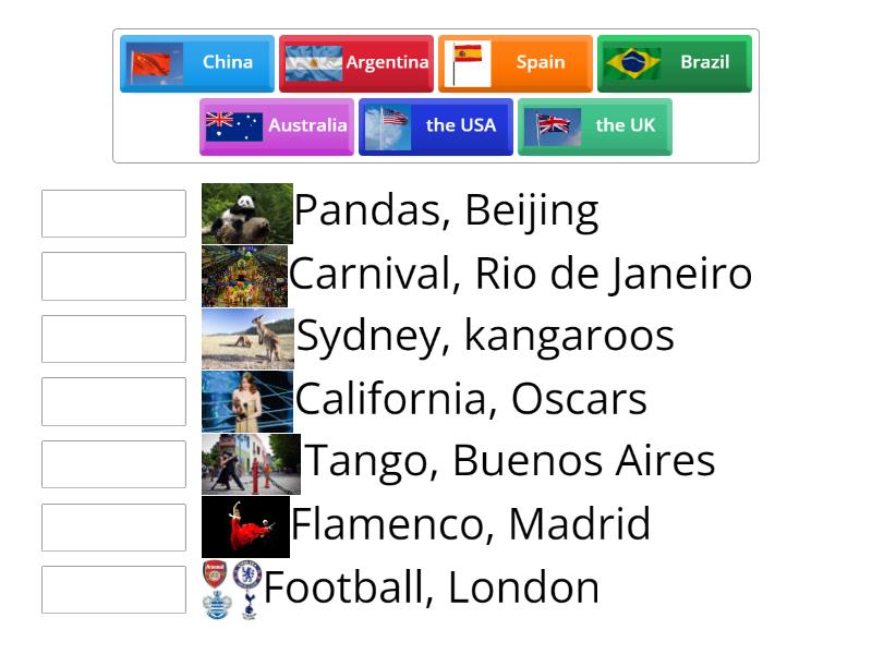Unit 1 - Our World - Countries and nationality adjectives - Match up