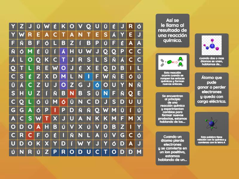 sopa de letras quimica - Wordsearch