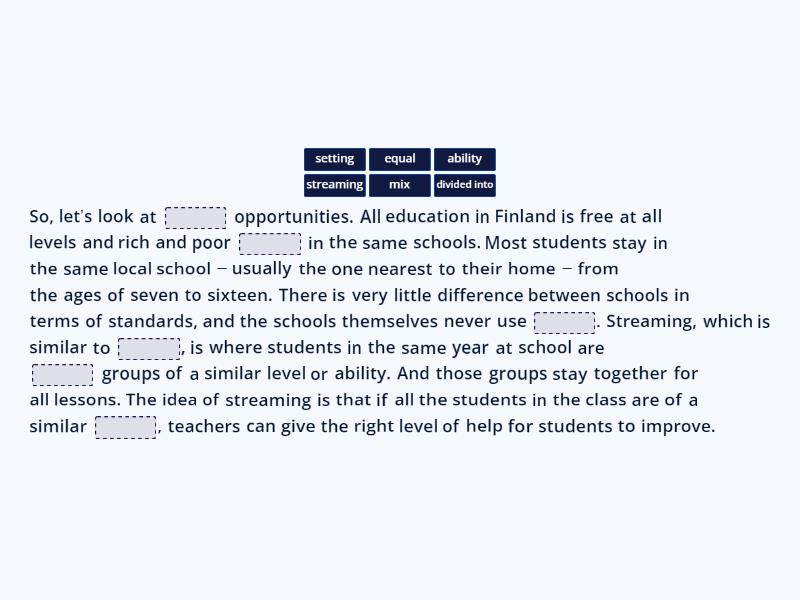 Finnish education - Complete the sentence