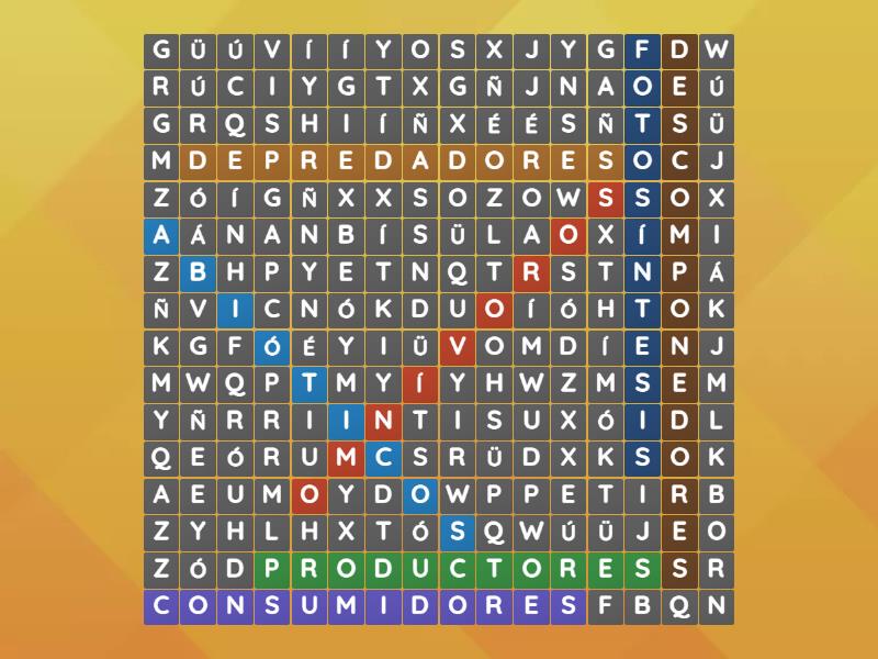 Los ecosistema / Cadenas y redes tróficas - Sopa de letras