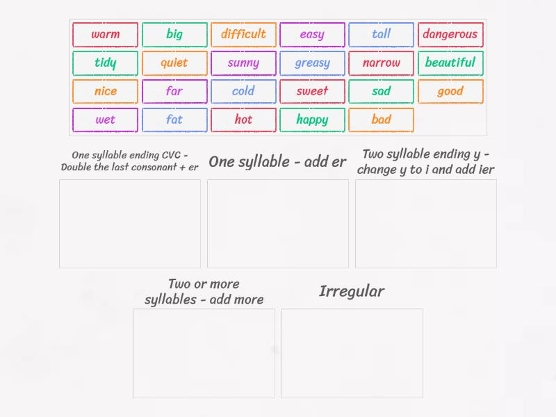 Comparative Adjectives - Group sort