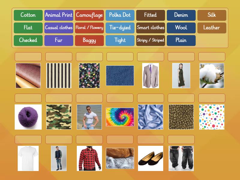 Clothes: Materials and Patterns - Match up