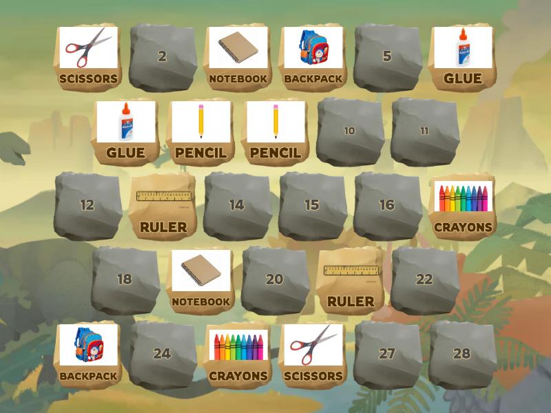 School Supplies Memory Game - Parejas