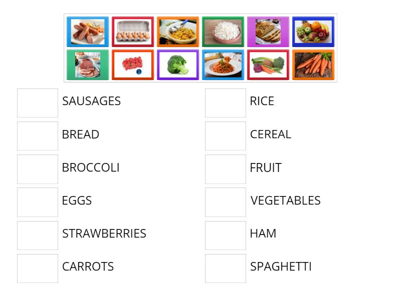 Parejas 3º Unit 5 Food Match Up