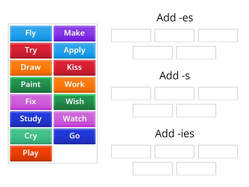 Present Simple: Third Person Conjugation - Group sort
