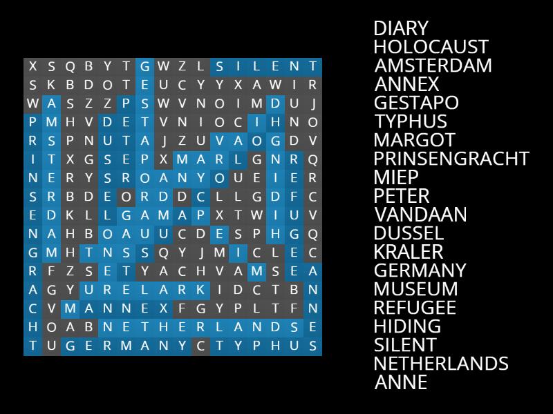 Anne Frank - Wordsearch
