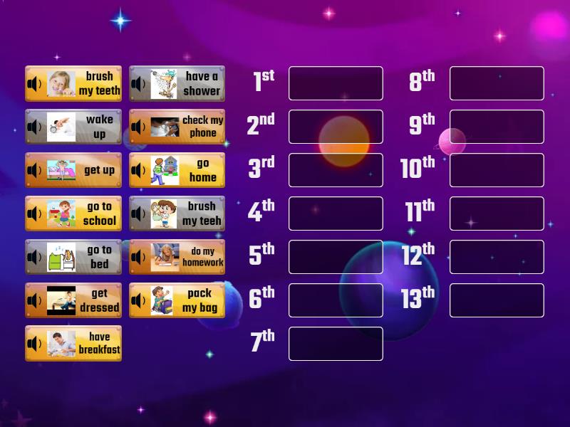 Own it 1 Unit 2 p 23 Daily Routines - Rank order