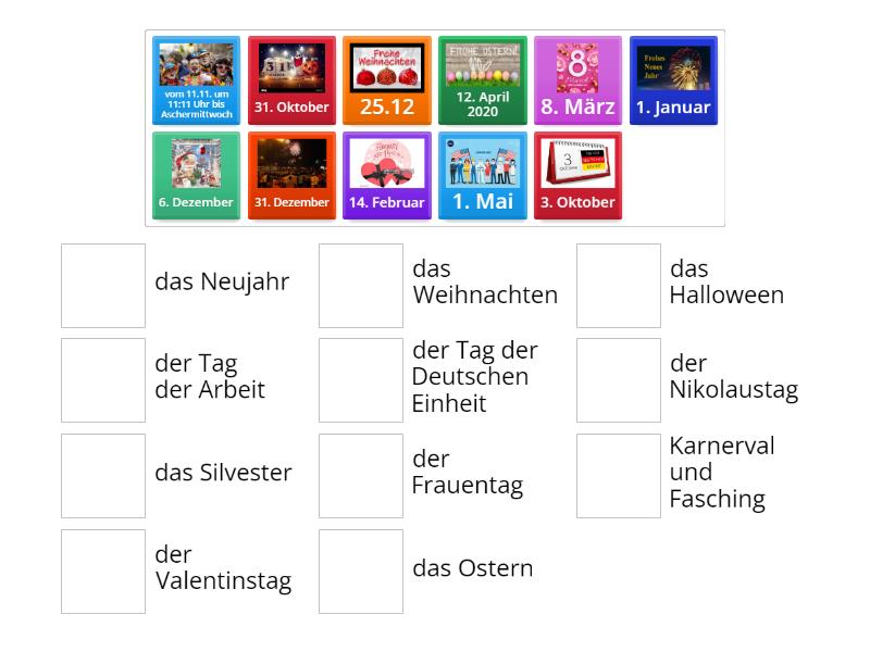 Feste in Deutschland: Wann ist....? - It's a Match