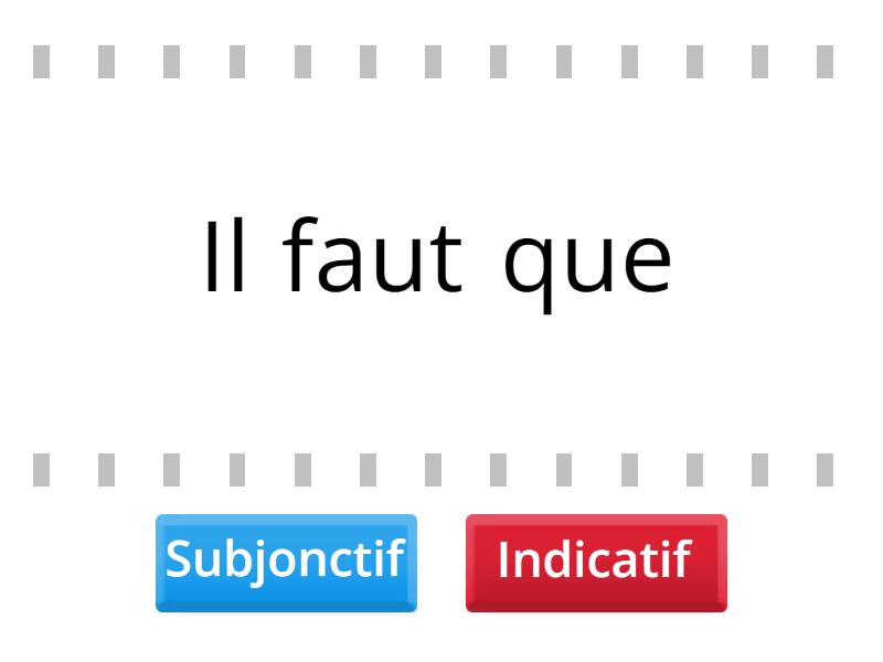 Subjonctif-Indicatif - choisir - True or false
