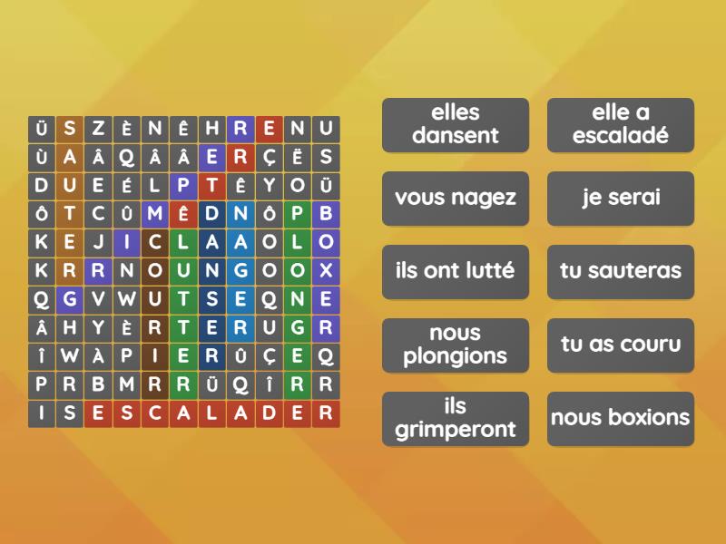 J&A Les formes du verbe. - Wordsearch
